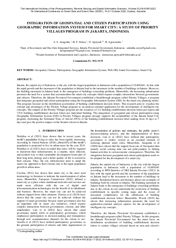 (PDF) Integration of Geospatial and Citizen Participation Using Geographic Information System ...