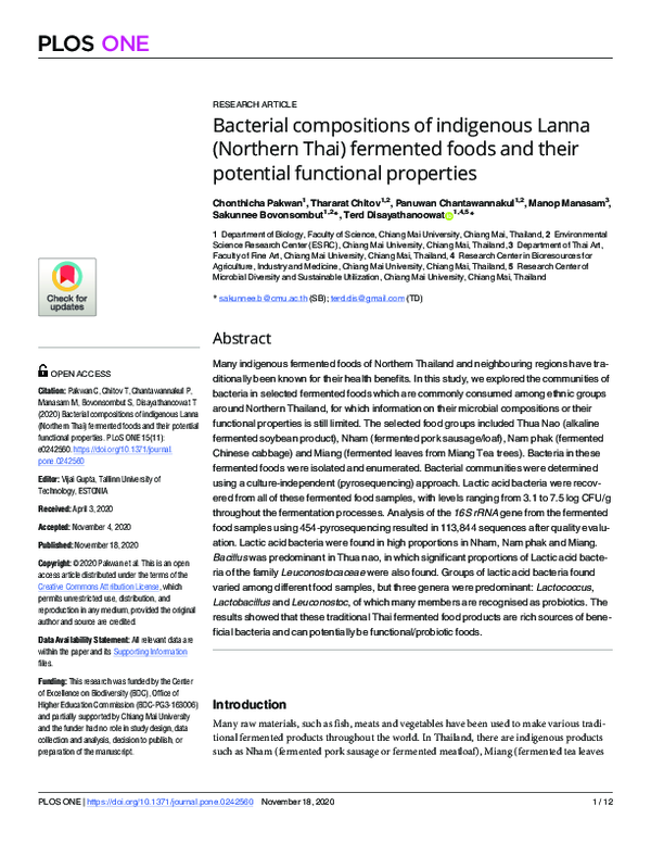 (PDF) Bacterial compositions of indigenous Lanna (Northern Thai ...