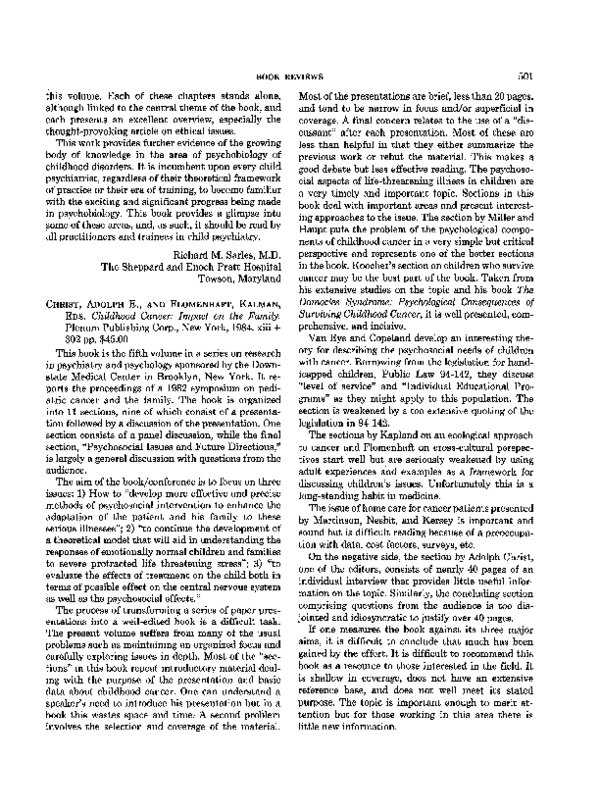 (PDF) Childhood Cancer Impact on the Family | David Wellisch - Academia.edu