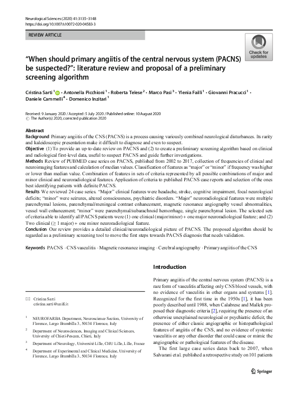 (PDF) “When should primary angiitis of the central nervous system ...