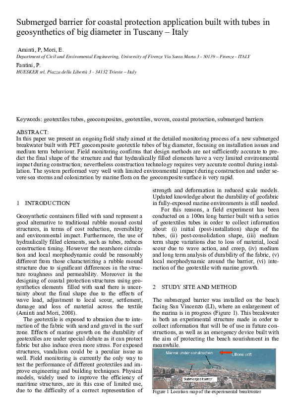 (PDF) Submerged barrier for coastal protection application built with ...