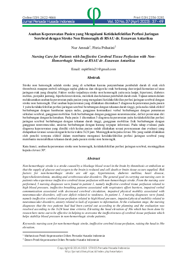 (PDF) Asuhan Keperawatan Pasien yang Mengalami Ketidakefektifan Perfusi ...
