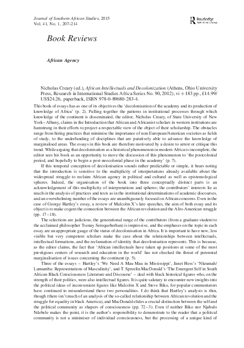 (PDF) African Intellectuals and Decolonization