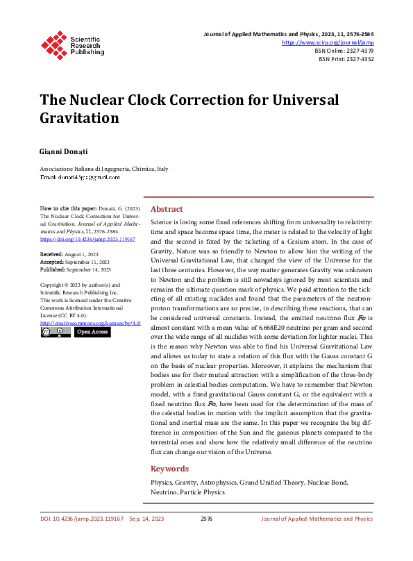 (PDF) The Nuclear Clock Correction for Universal Gravitation