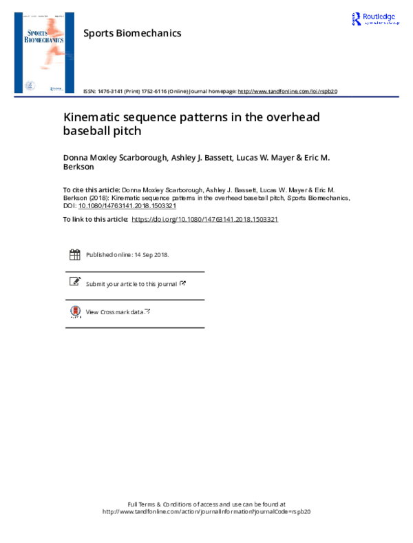 (PDF) Kinematic sequence patterns in the overhead baseball pitch