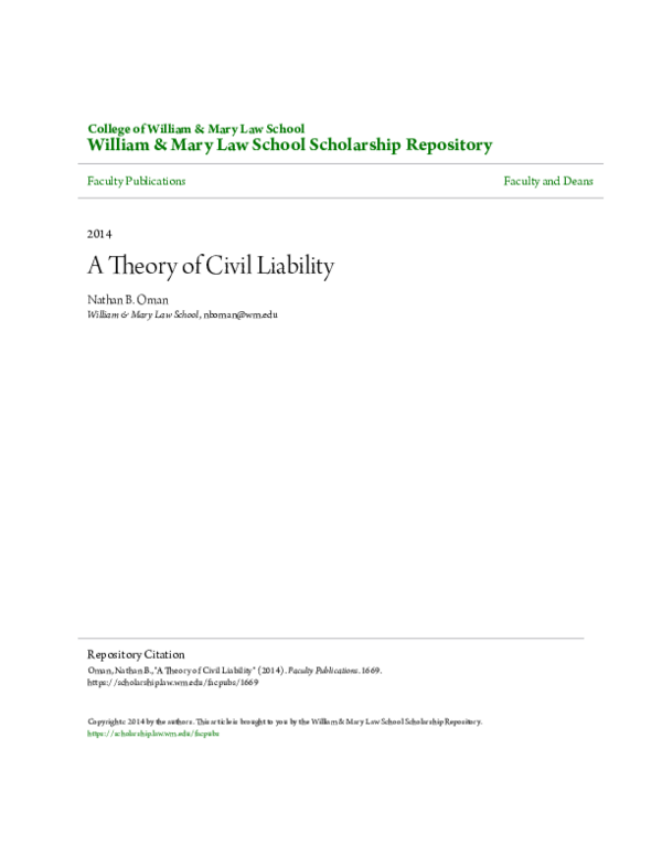 (PDF) A Theory of Civil Liability