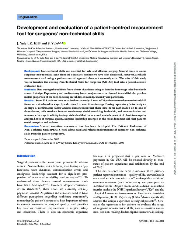 (PDF) Development and evaluation of a patient-centred measurement tool ...
