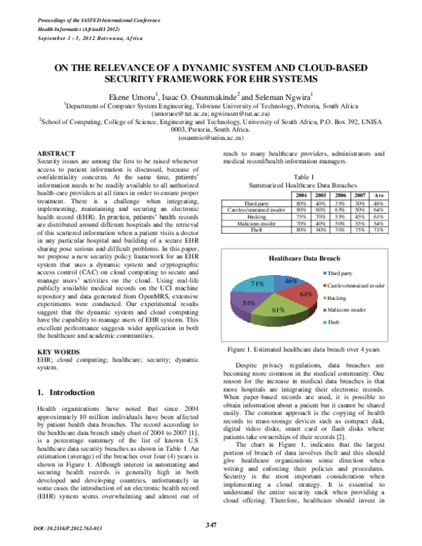 (PDF) On the Relevance of a Dynamic System and Cloud-based Security Framework for EHR Systems ...