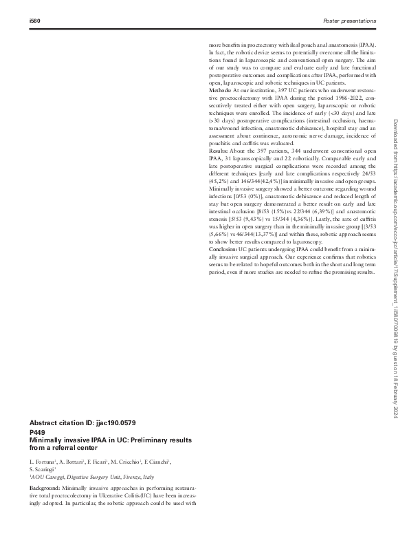 (PDF) P449 Minimally invasive IPAA in UC: Preliminary results from a ...