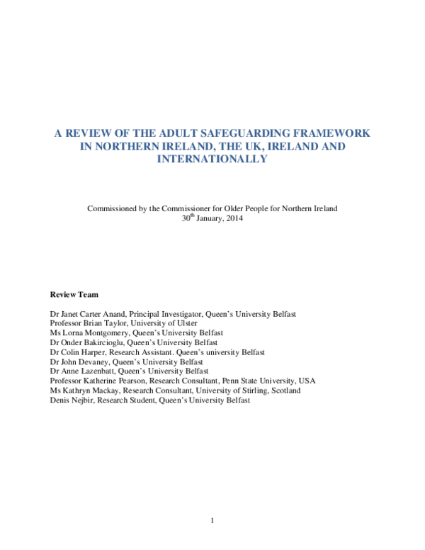 (PDF) A Review of the Adult Safeguarding Framework in Northern Ireland ...