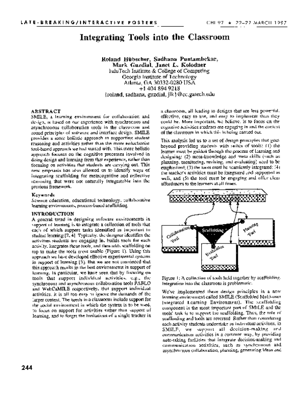 (PDF) Integrating tools into the classroom