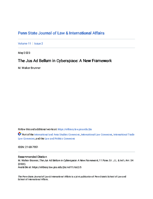 (PDF) THE JUS AD BELLUM IN CYBERSPACE: A NEW FRAMEWORK
