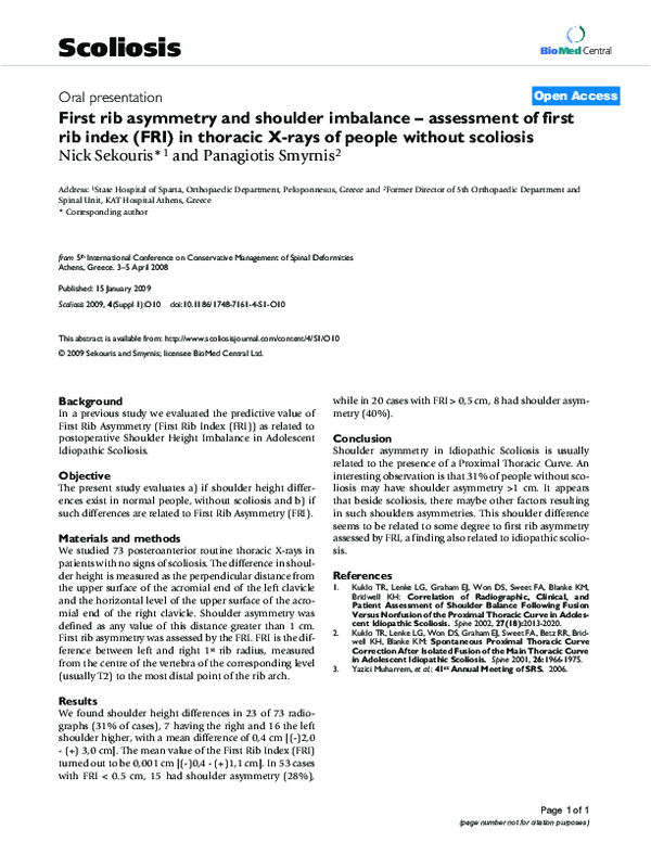 (PDF) First rib asymmetry and shoulder imbalance – assessment of first ...