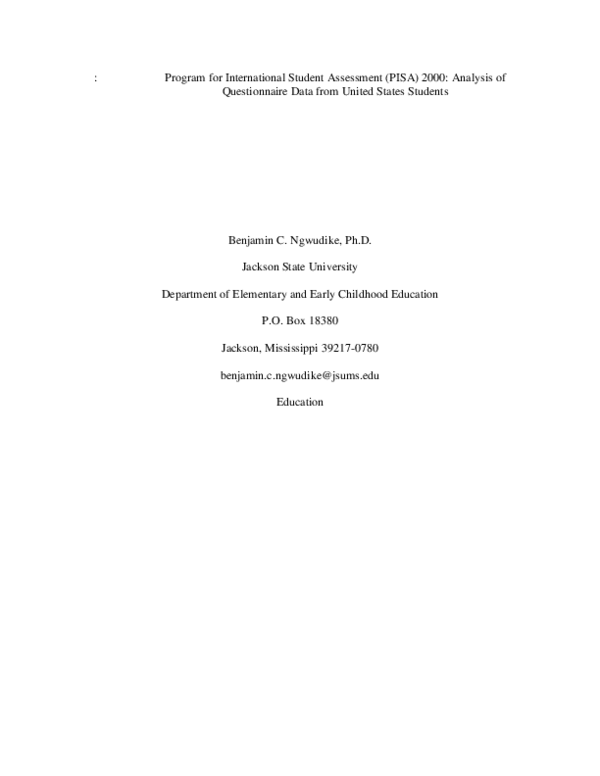 (PDF) Program for International Student Assessment (PISA) 2000 ...