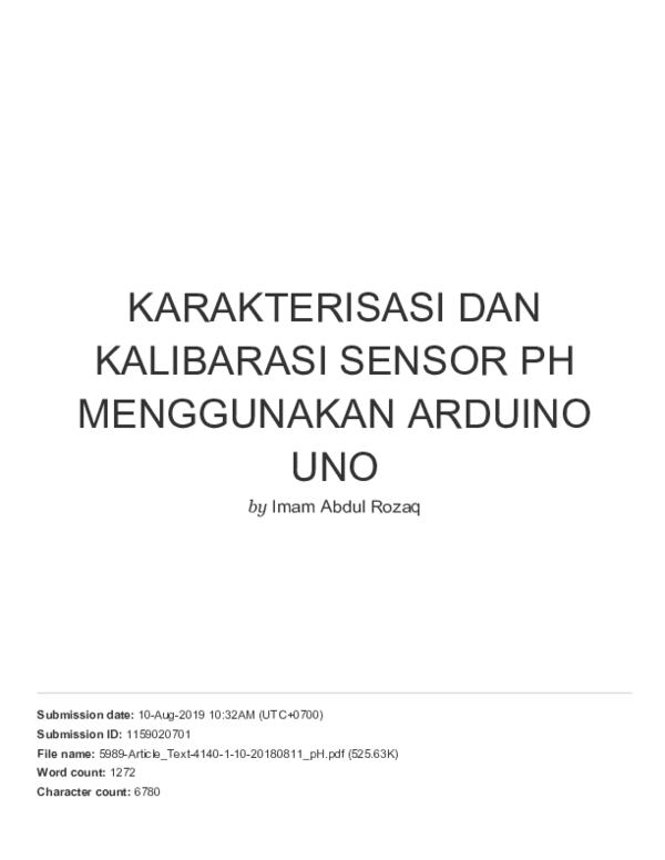 (PDF) Karakterisasi Dan Kalibarasi Sensor PH Menggunakan Arduino Uno