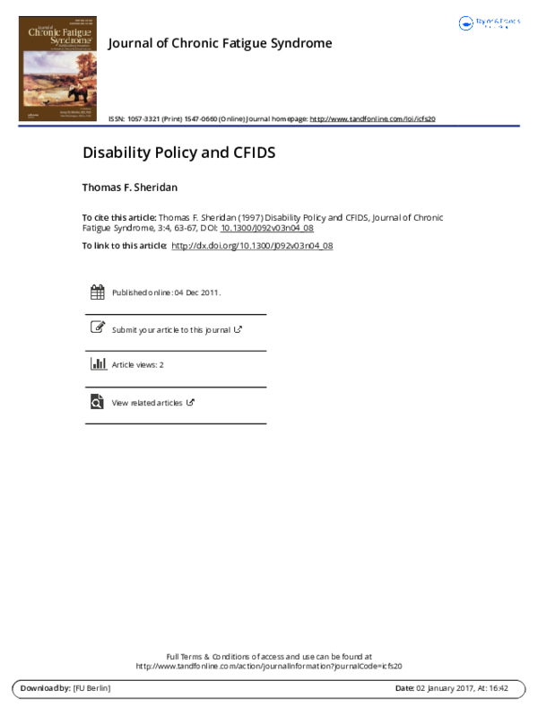 (PDF) Disability Policy and CFIDS