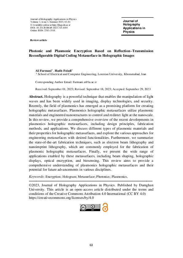 (PDF) Photonic and Plasmonic Encryption Based on Reflection-Transmission Reconfigurable Digital ...