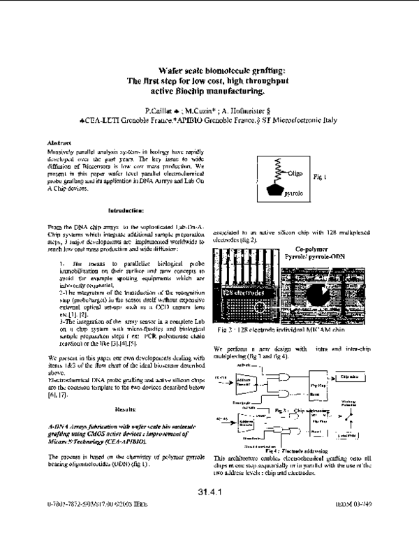 (PDF) Wafer scale biomolecule grafting: the first step for low cost ...