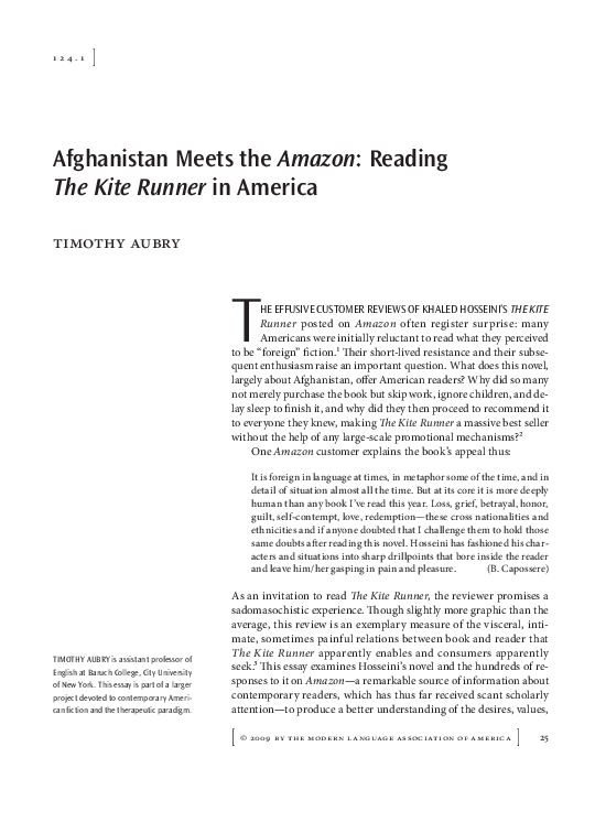 (PDF) Afghanistan Meets the Amazon: Reading The Kite Runner in America