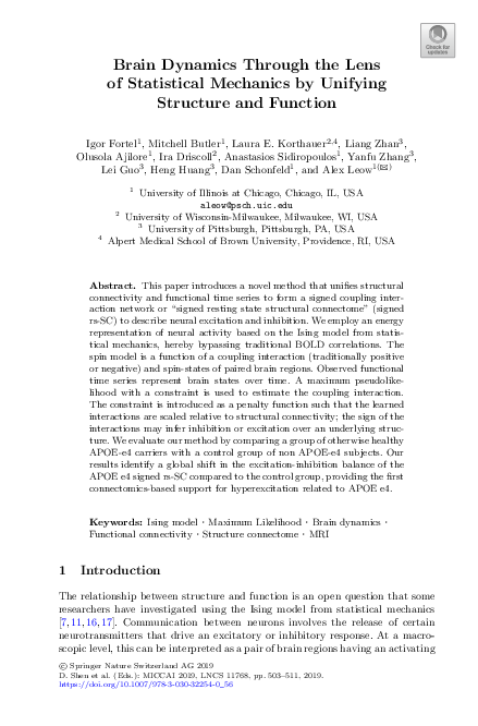 (PDF) Brain Dynamics Through the Lens of Statistical Mechanics by Unifying Structure and Function
