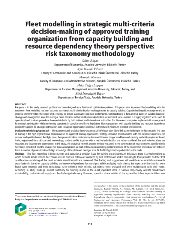 (PDF) Fleet modelling in strategic multi-criteria decision-making of ...