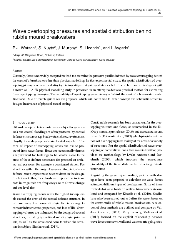 (PDF) Wave overtopping pressures and spatial distribution behindrubble mound breakwaters