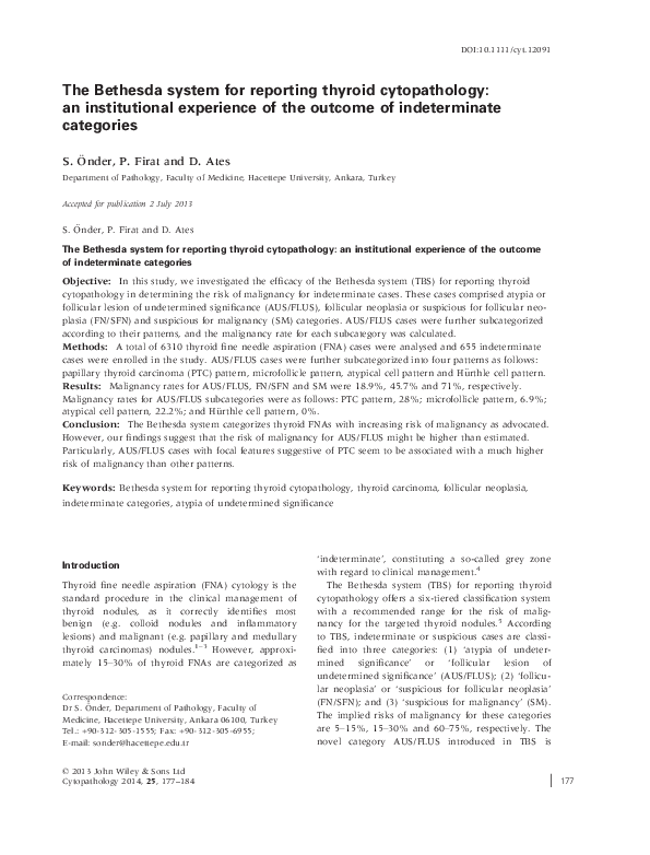 (PDF) The Bethesda system for reporting thyroid cytopathology: A relook ...
