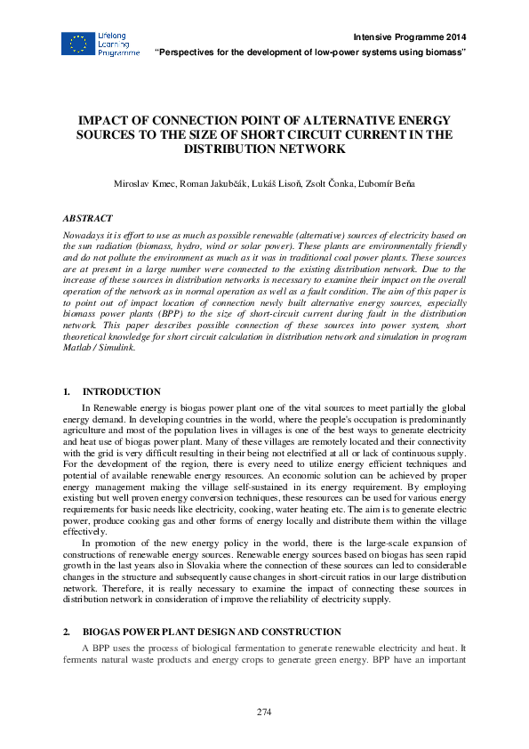 (PDF) Impact of connection point of alternative energy sources to the ...