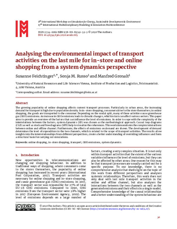 (PDF) Analysing the environmental impact of transport activities on the ...
