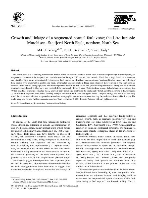 (PDF) Growth and linkage of a segmented normal fault zone; the Late Jurassic Murchison–Statfjord ...