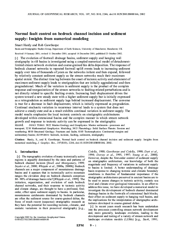 (PDF) Normal fault control on bedrock channel incision and sediment ...