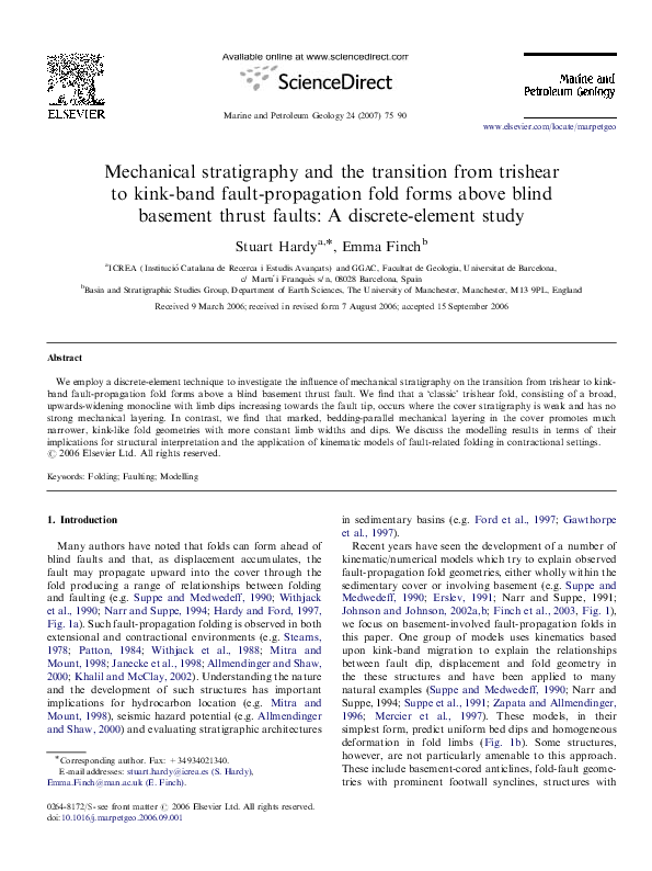 (PDF) Mechanical stratigraphy and the transition from trishear to kink-band fault-propagation ...