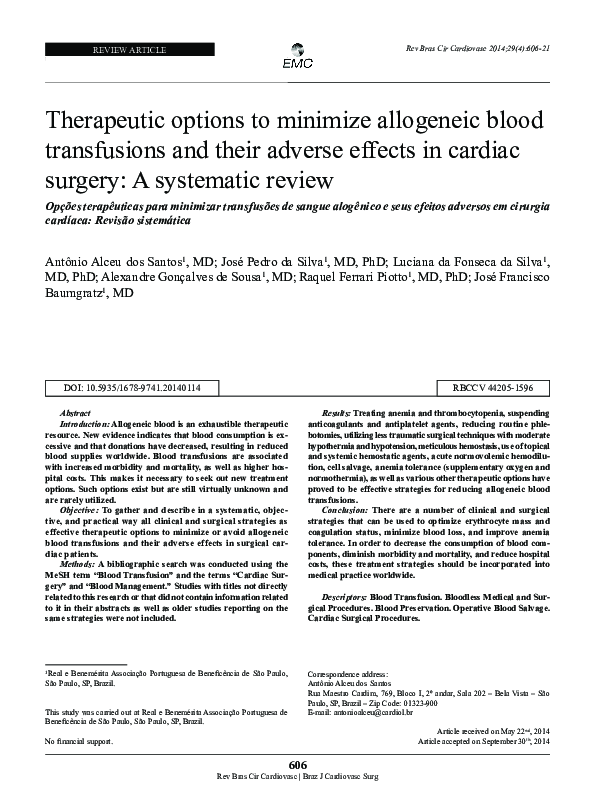 (PDF) Therapeutic Options to Minimize Allogeneic Blood Transfusions and ...