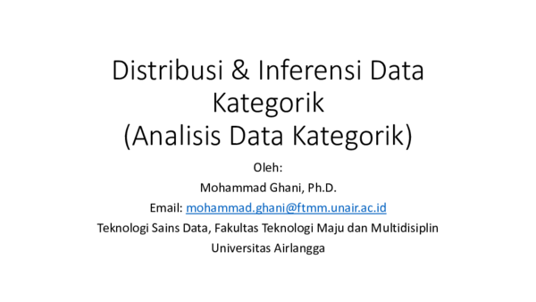 (PDF) Distribusi & Inferensi Data Kategorik: Analisis Data Kategorik