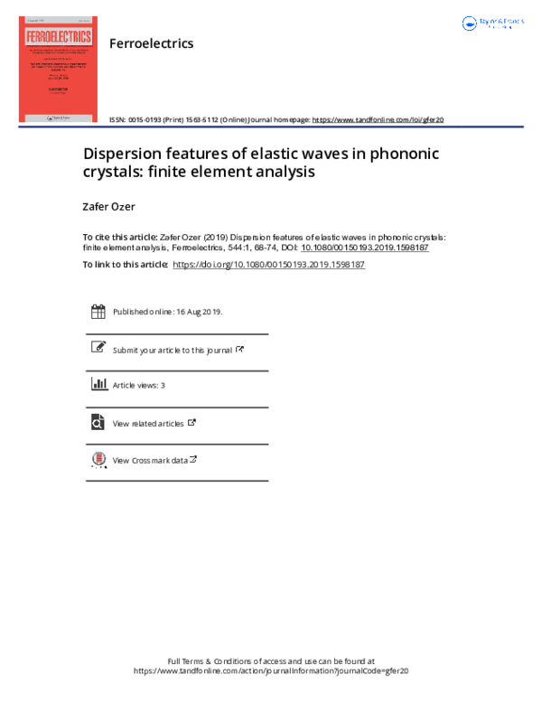 (PDF) Dispersion features of elastic waves in phononic crystals: finite element analysis