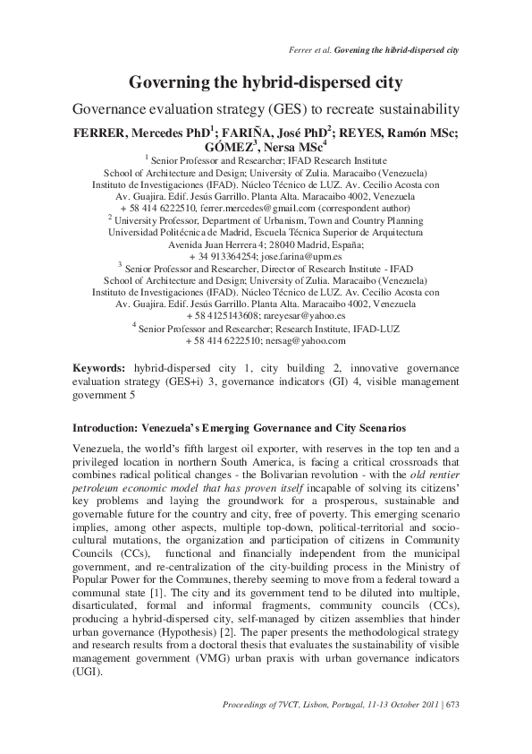 (PDF) Governing the hybrid-dispersed city: governance evaluation ...