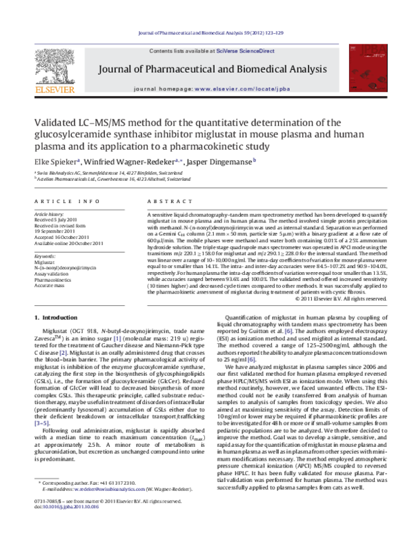 (PDF) Validated LC–MS/MS method for the quantitative determination of the glucosylceramide ...