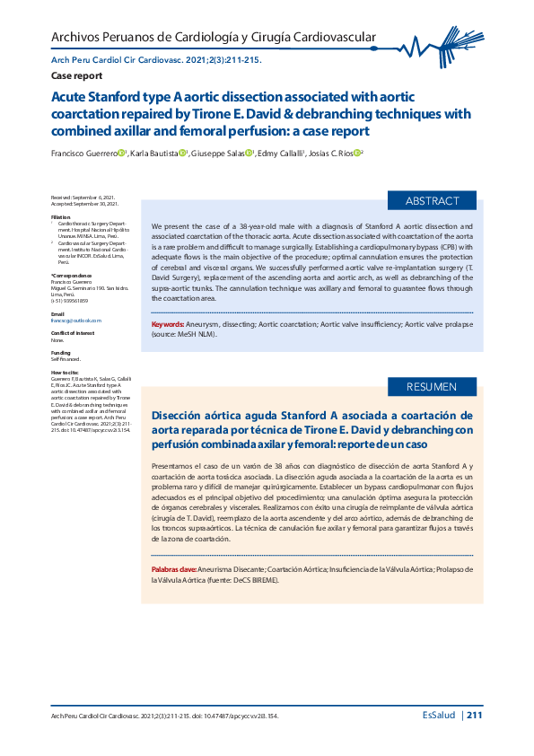 (PDF) Acute Stanford type A aortic dissection associated with aortic ...