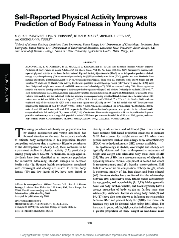 (PDF) Development of a Body Fat Prediction Equation for Young Adults