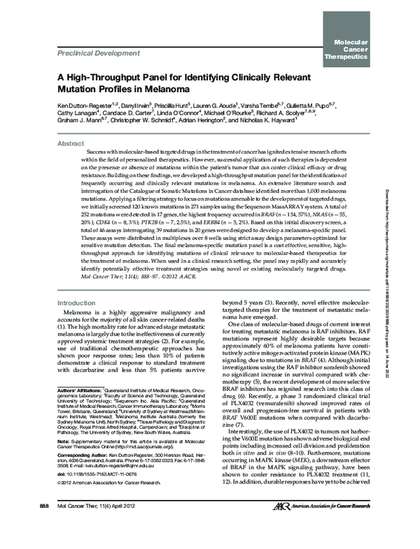 (PDF) A High-Throughput Panel for Identifying Clinically Relevant ...