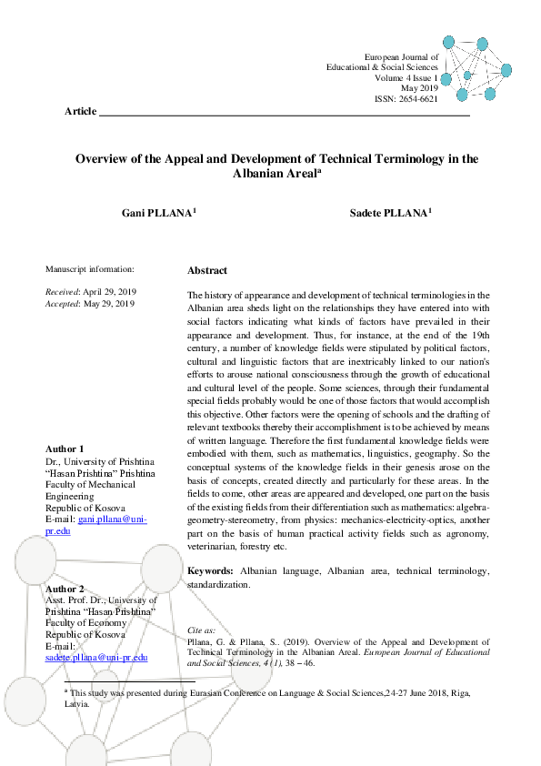(PDF) Overview of the Appeal and Development of Technical Terminology ...