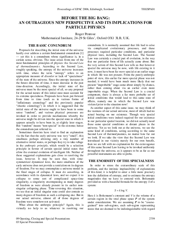 (PDF) Before the big bang: An outrageous new perspective and its ...