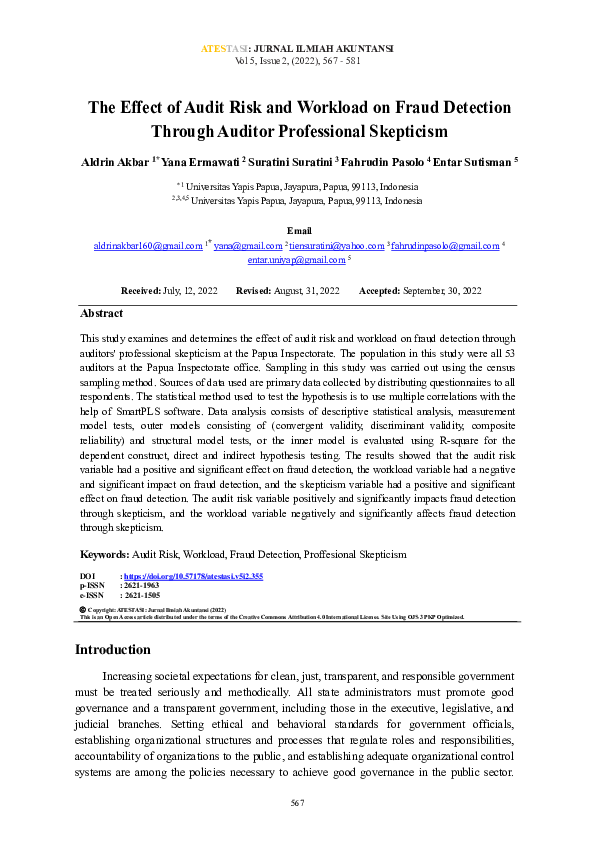 (PDF) The Effect of Audit Risk and Workload on Fraud Detection Through ...
