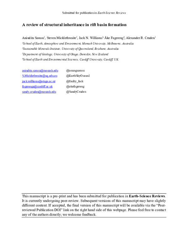 (PDF) A review of structural inheritance in rift basin formation