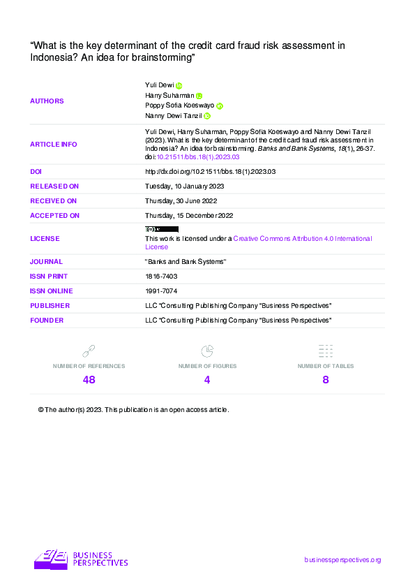 (PDF) What is the key determinant of the credit card fraud risk assessment in Indonesia? An idea ...