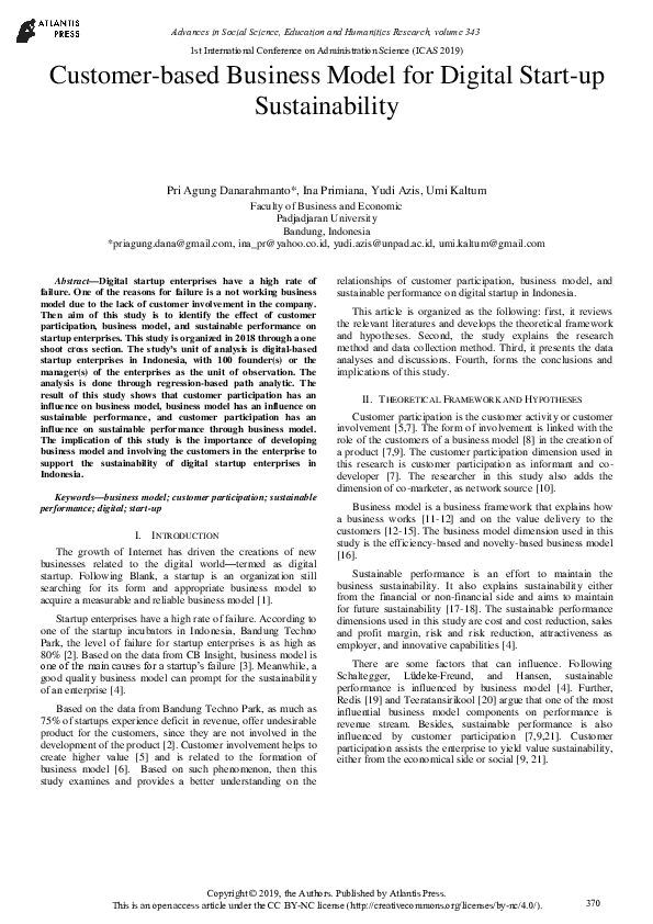 (PDF) Customer-based Business Model for Digital Start-up Sustainability ...
