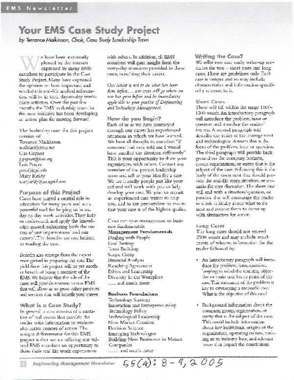 (PDF) Your EMS Case Study Project