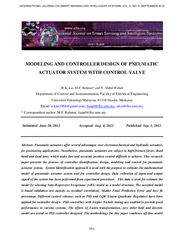 (PDF) Modeling and Controller Design of Pneumatic Actuator System with Control Valve