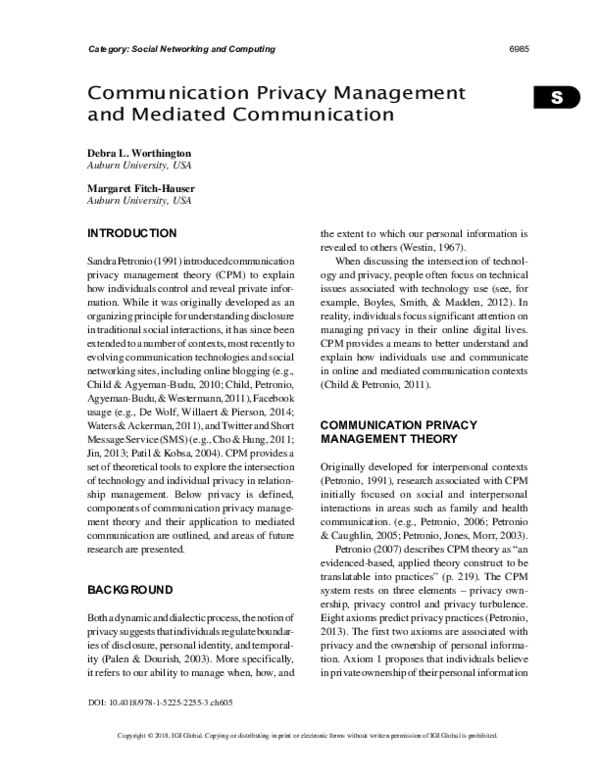 (PDF) Communication Privacy Management and Mediated Communication