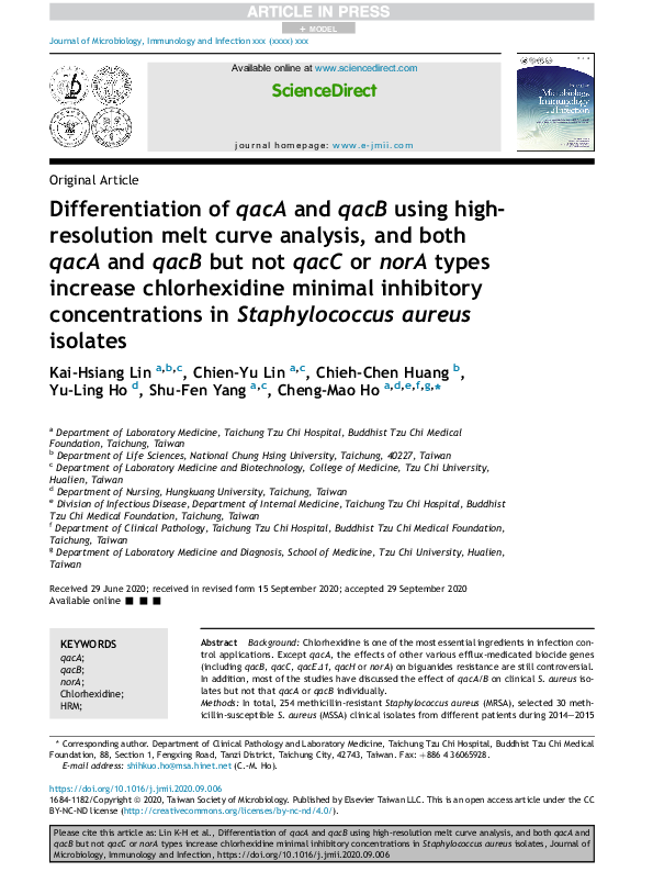 (PDF) Differentiation of qacA and qacB using high-resolution melt curve ...